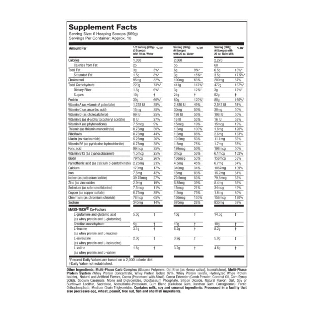 Las mejores Proteínas hipercaloricas: MASS TECH EXTREME 2000 6 LBS